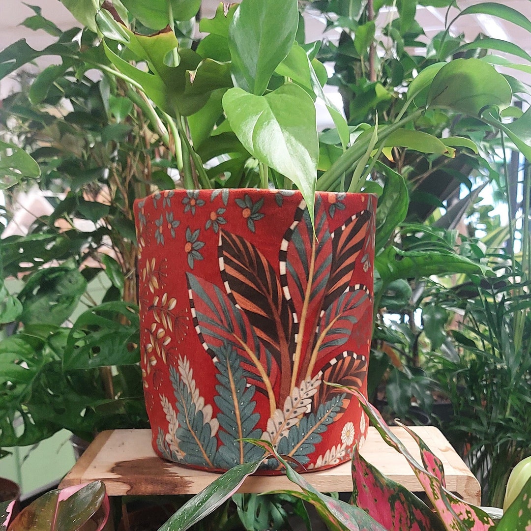 Velvet Fabric Pot Cover Plant Basket Pot Cover Autumn Rust - Etsy
