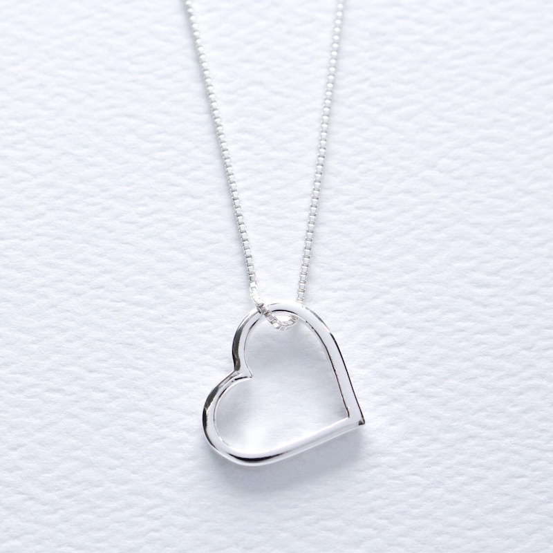 Sterling Silver Heart Necklace - Etsy