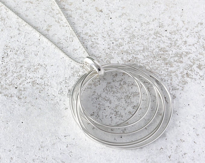 Sterling Silver Circles Necklace Silver Wire Jewelry Silver - Etsy