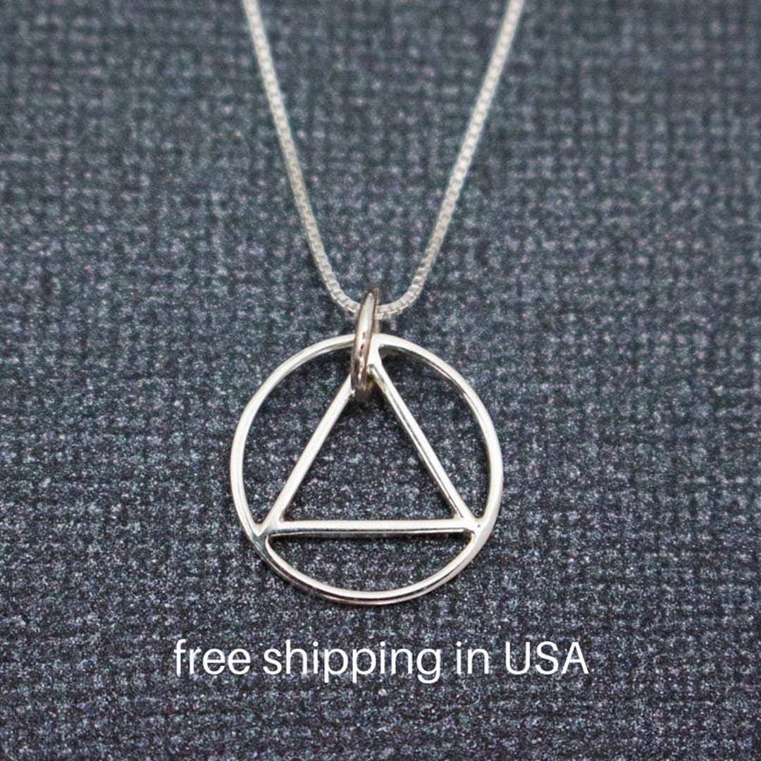 Alcoholics Anonymous AA Sterling Silver Pendant Necklace, FREE SHIPPING ...