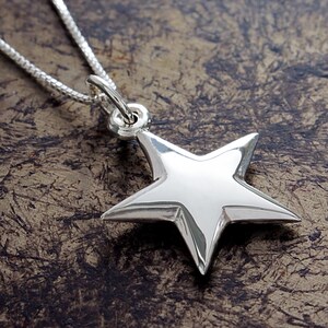 Sterling Silver Star Necklace, Celestial Jewelry, High Polished 925 ...