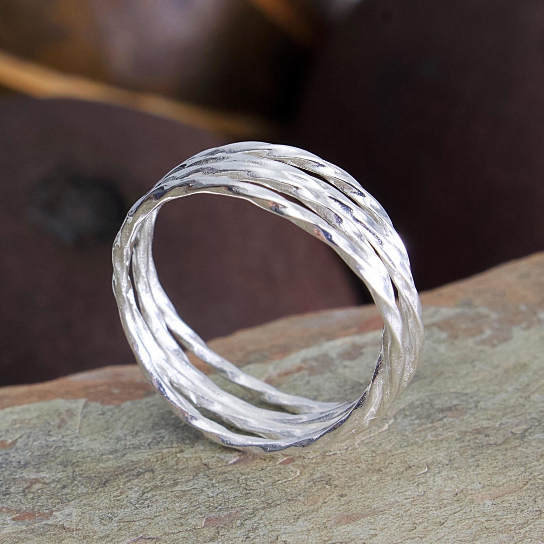 Multi Layered Sterling Silver Ring, Textured Freeform Layered Ring ...