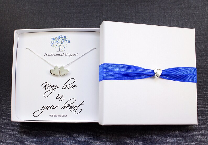 Double Hearts Sterling Silver Necklace, Two Hearts Valentine's Jewelry ...