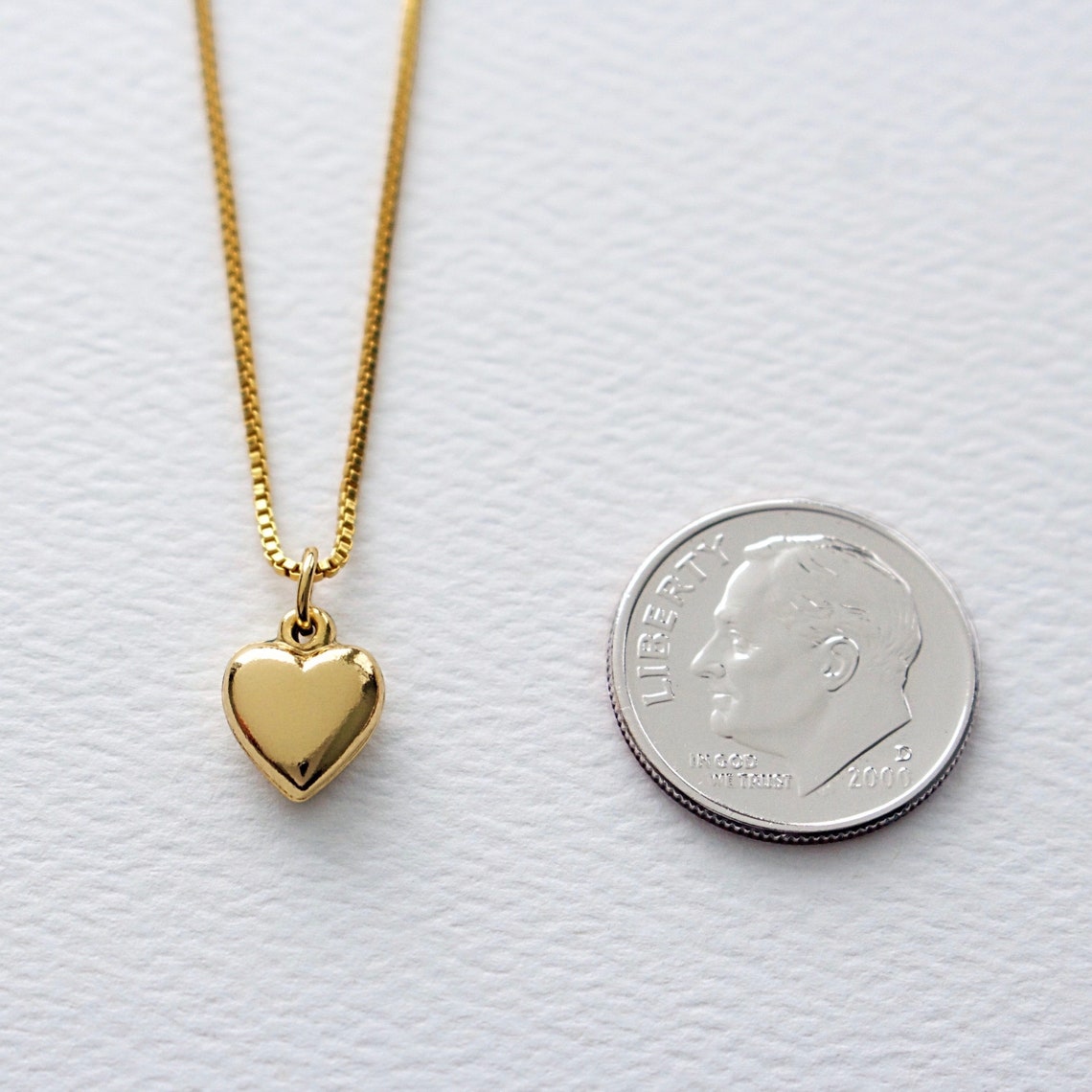 Gold Heart Necklace Gold Filled Puffy Heart Tiny Heart - Etsy