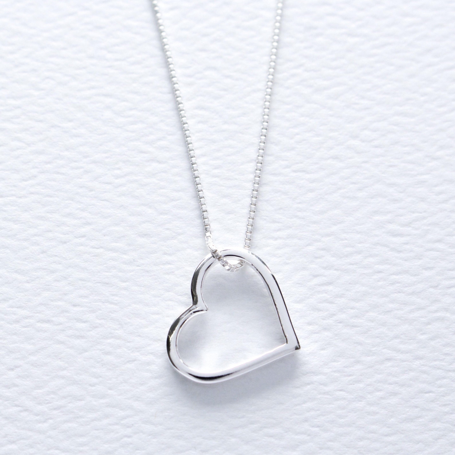 Open Heart Sterling Silver Pendant Necklace Women Heart - Etsy