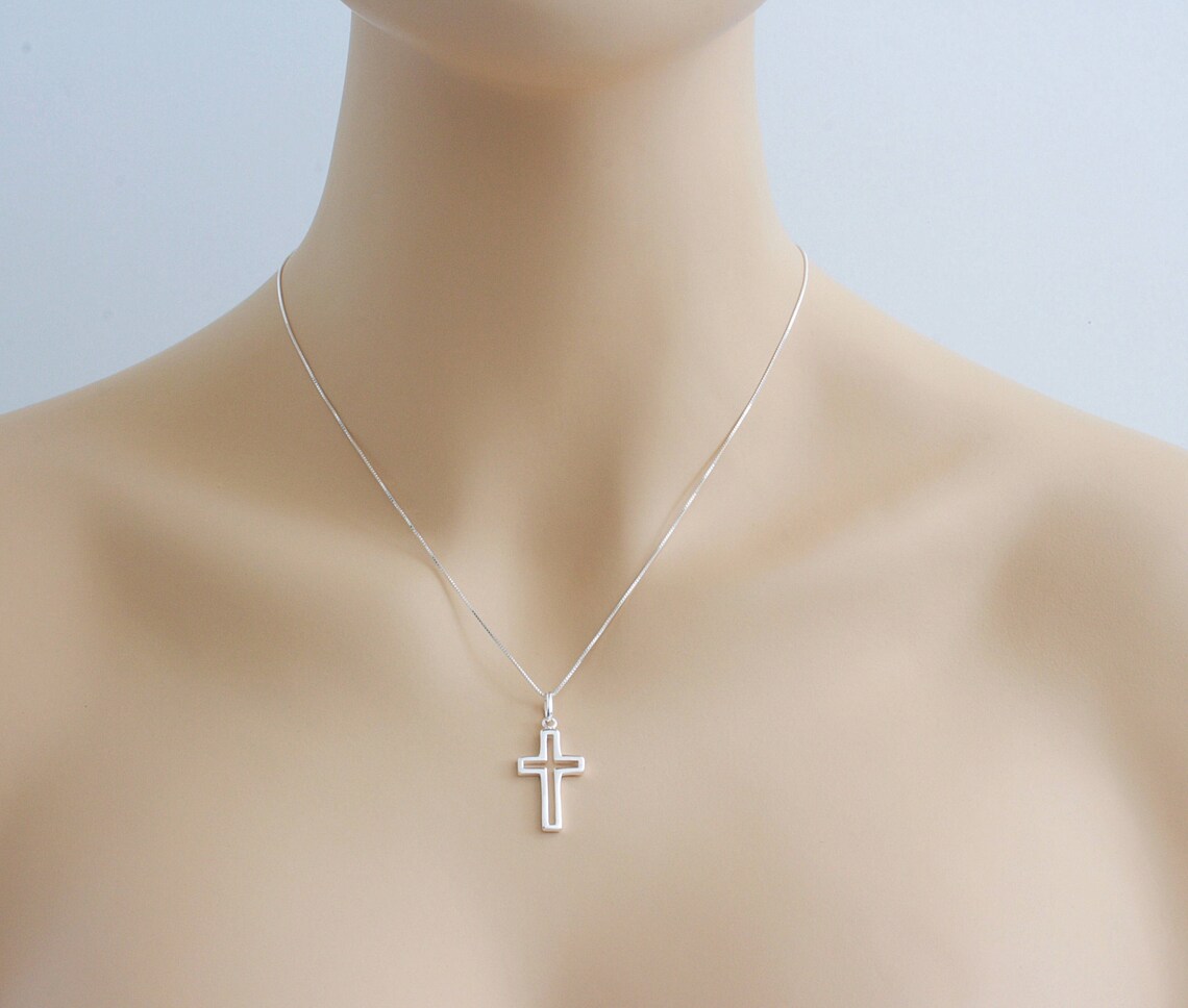 Sterling Silver Open Cross Pendant Necklace FREE SHIPPING - Etsy
