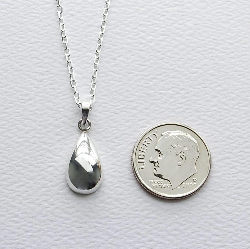 Sterling Silver Teardrop Necklace, Raindrop Necklace, Water Droplet ...