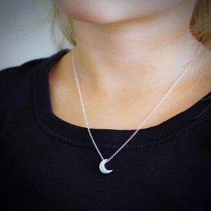 Mini Crescent Moon Sterling Silver Necklace, FREE SHIPPING, Petite ...