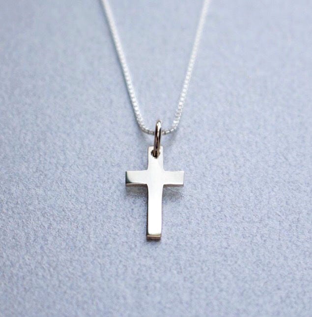 Small Sterling Silver Cross Pendant Necklace, Cross Crucifix Charm 12x7 ...