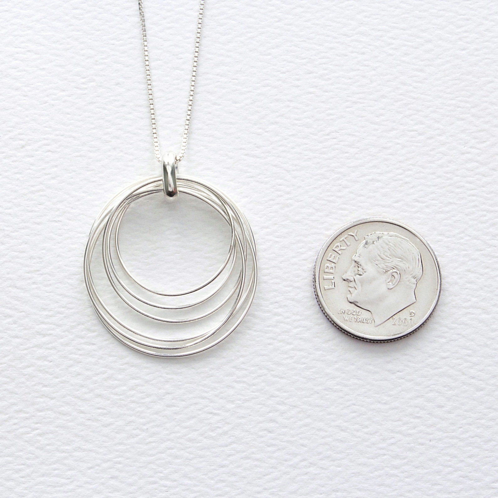 Sterling Silver Circles Necklace, Silver Wire Jewelry, Silver Round ...