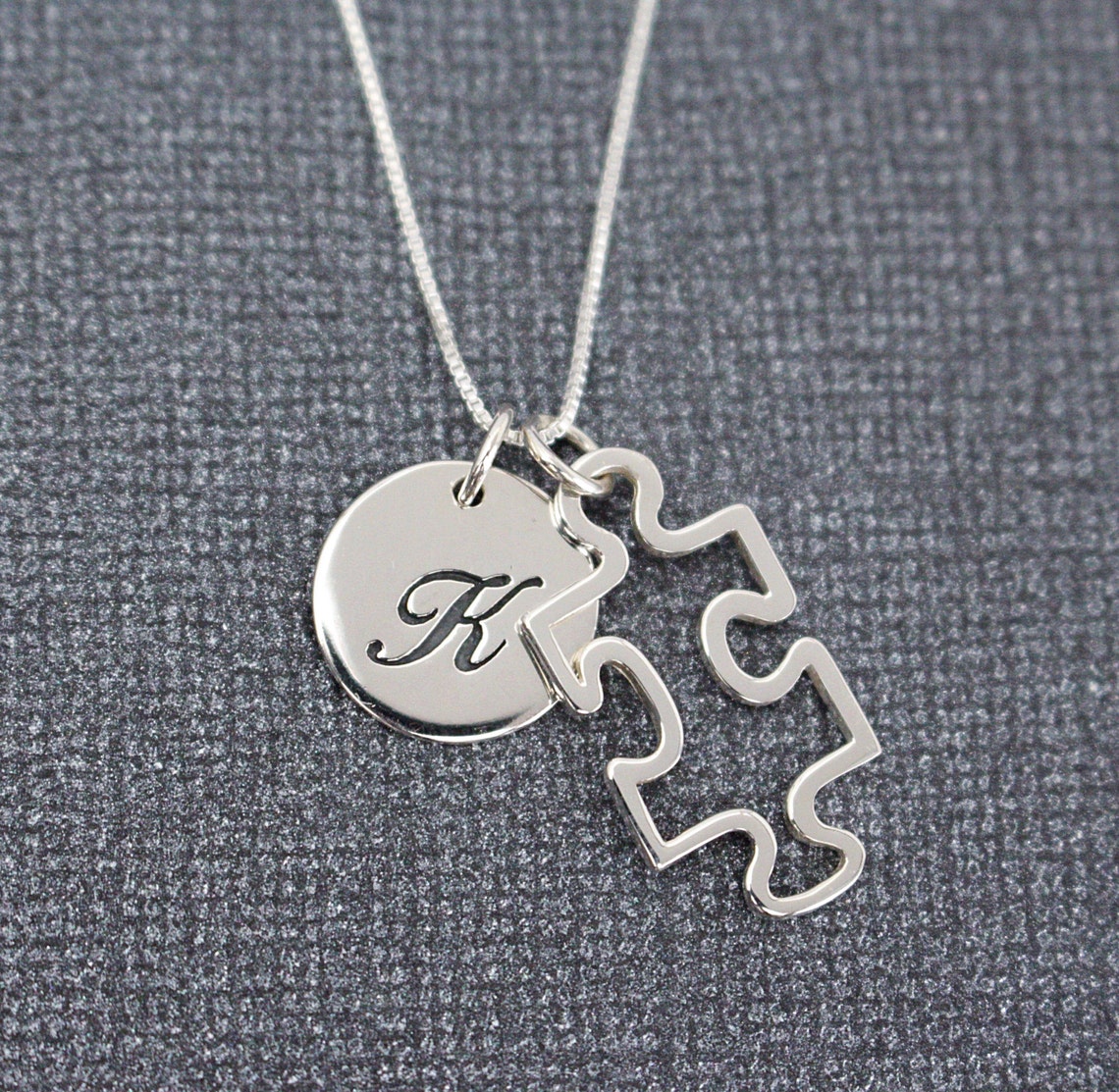 Autism Awareness Puzzle Piece and Letter Charm Sterling Silver - Etsy