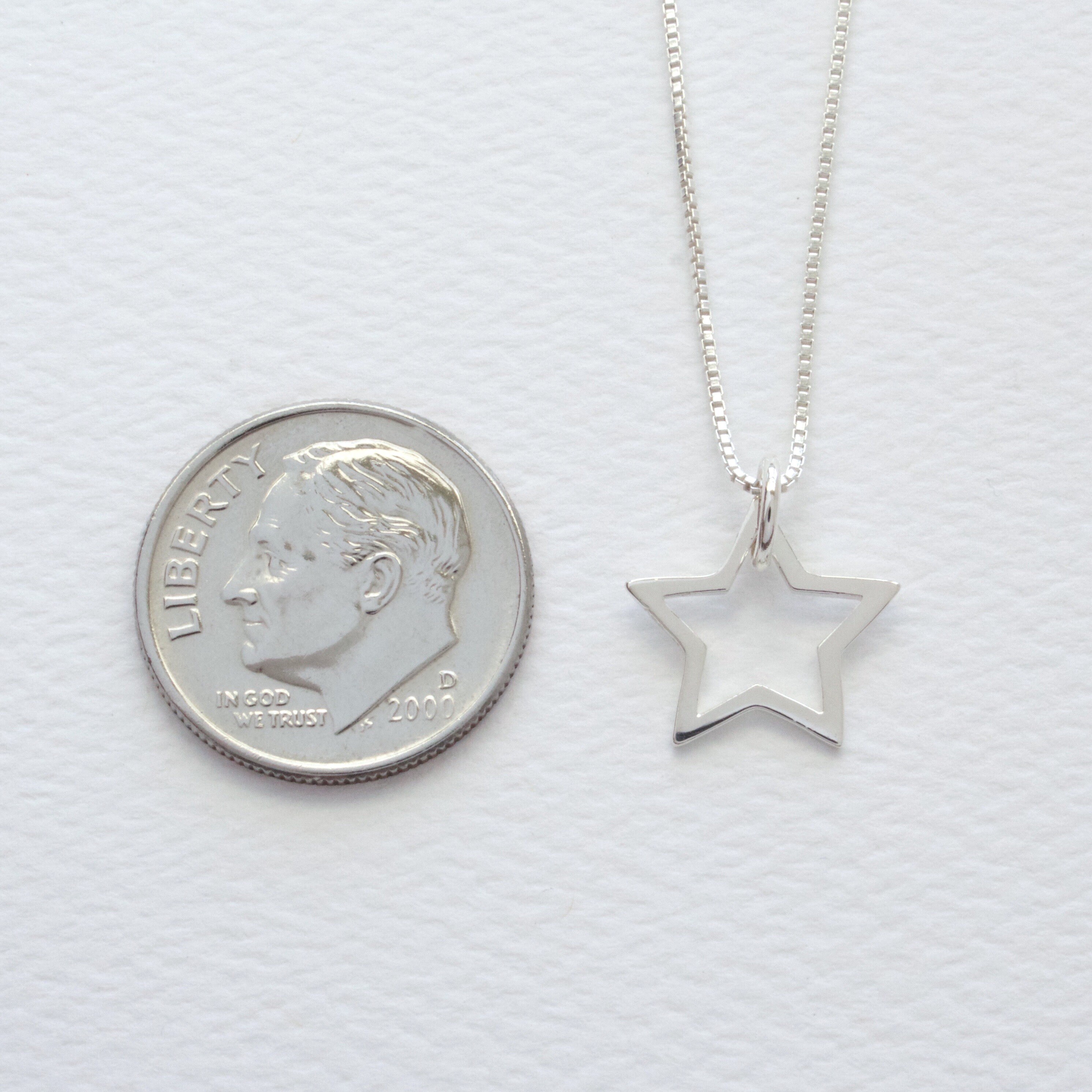 Sterling Silver Star Pendant Outline Necklace Patriotic Star - Etsy