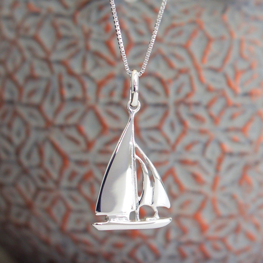 Sailboat Nautical Sterling Silver Necklace, FREE SHIPPING, Boat Yacht ...