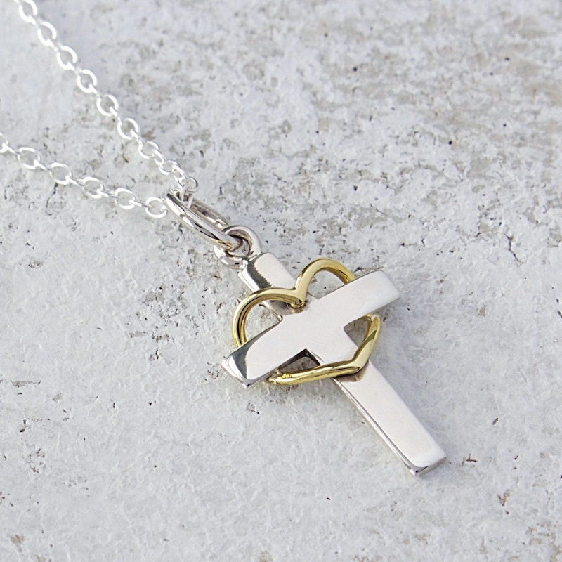Heart Cross Necklace - Etsy