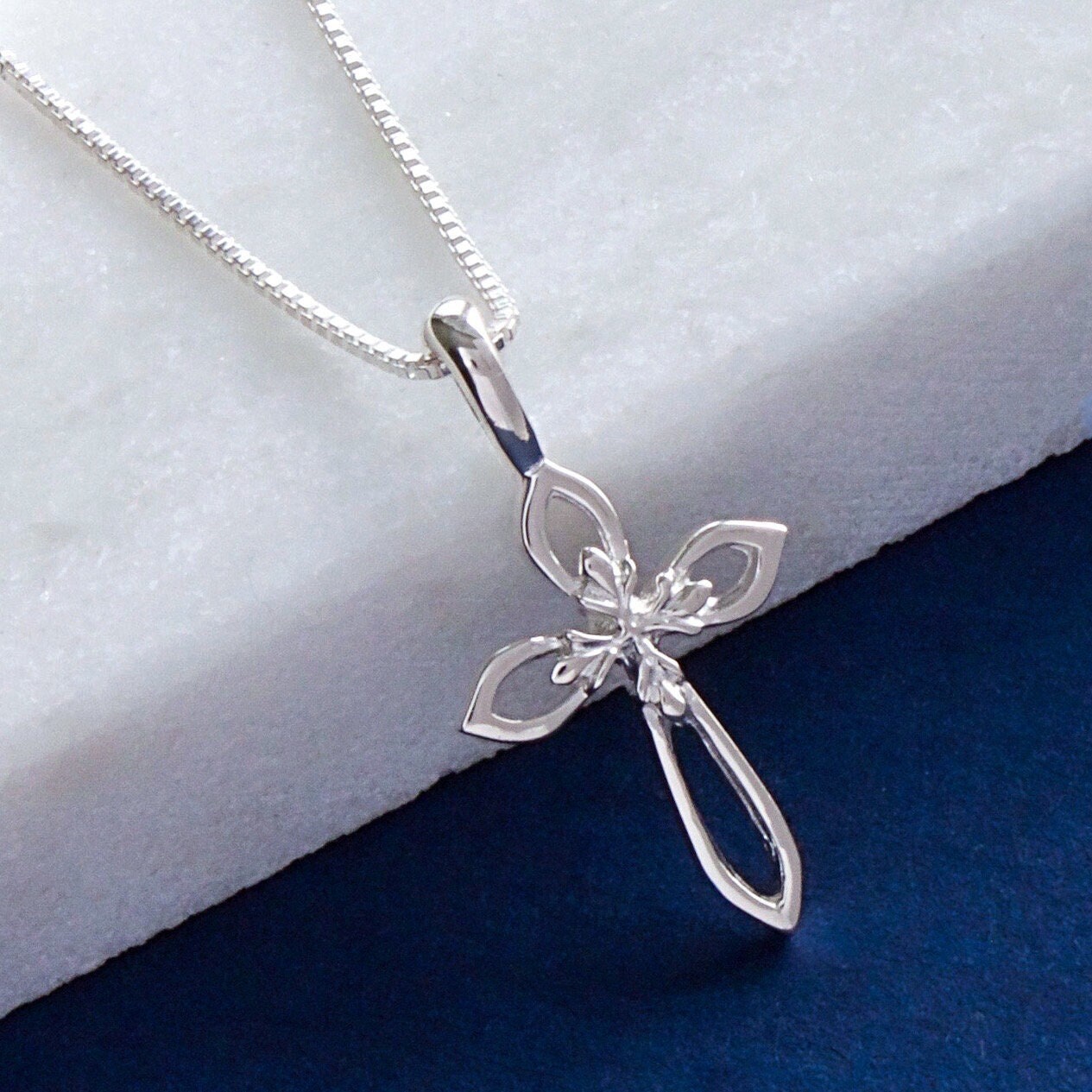 Sterling Silver Cross Pendant Necklace Woman's Christmas - Etsy