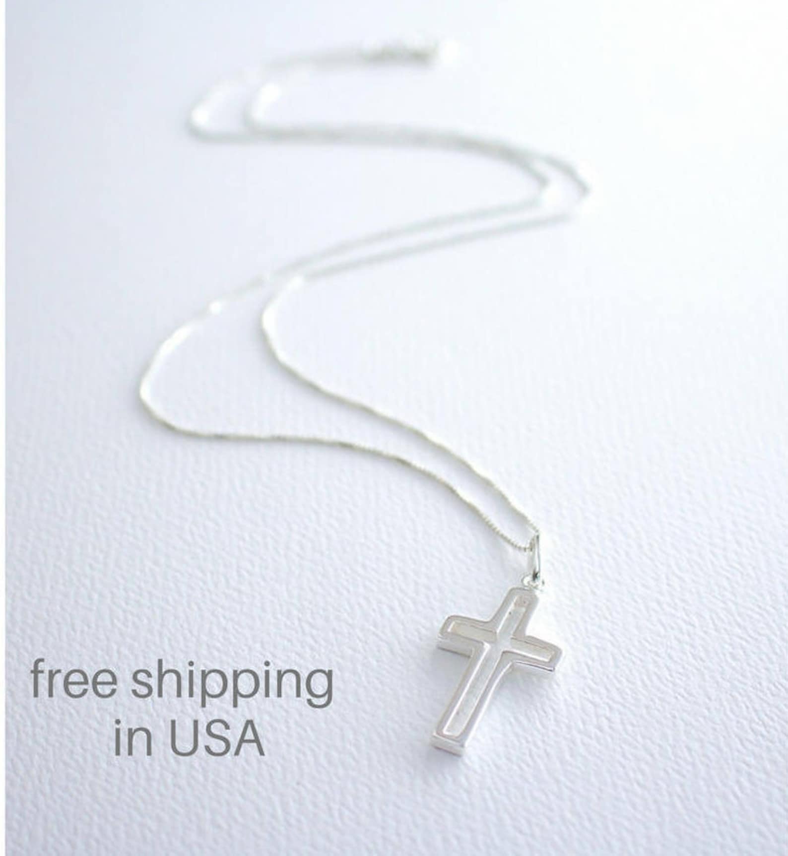 Sterling Silver Open Cross Pendant Necklace FREE SHIPPING - Etsy