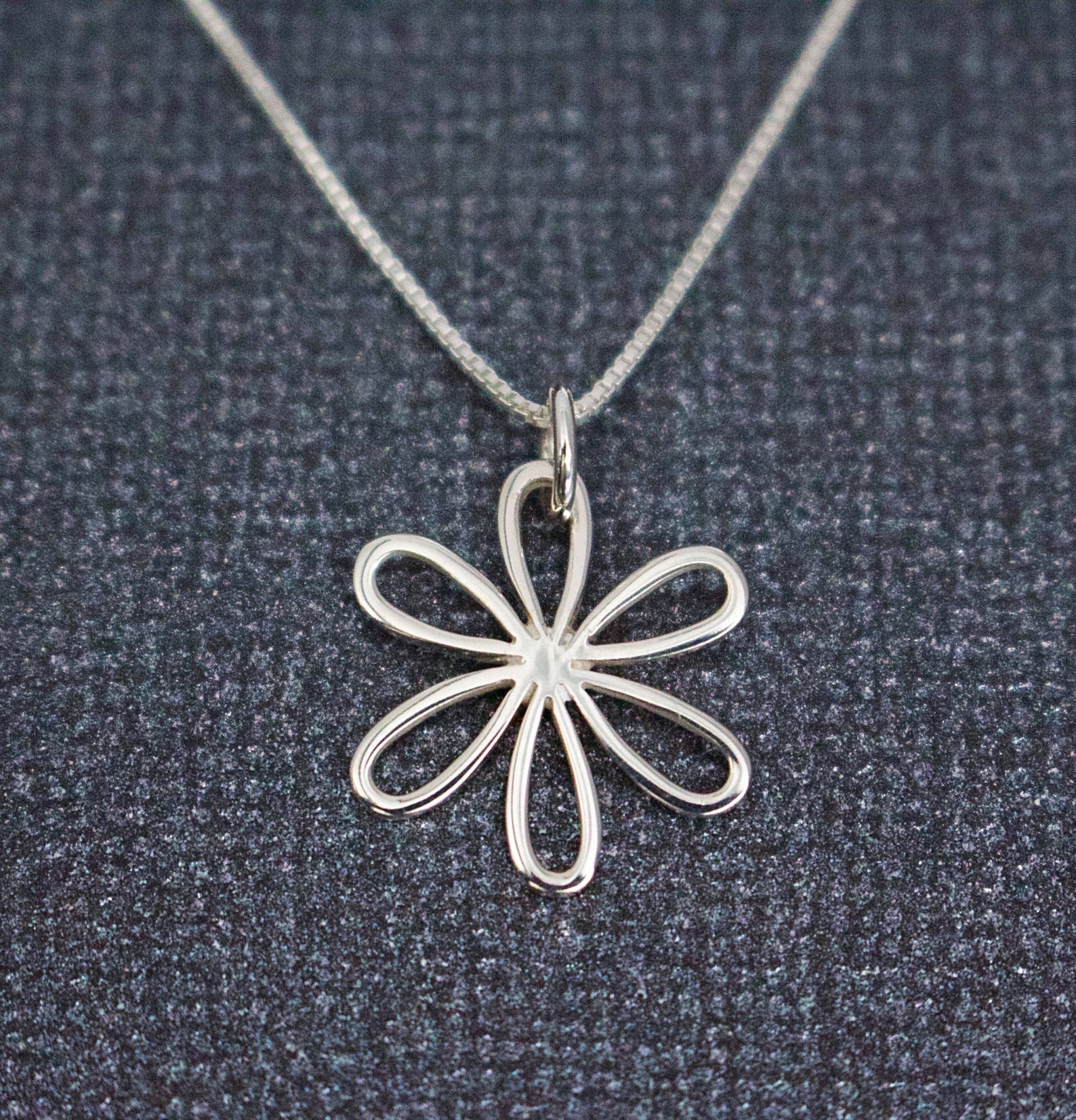 Sterling Silver Daisy Charm Necklace FREE SHIPPING Open - Etsy