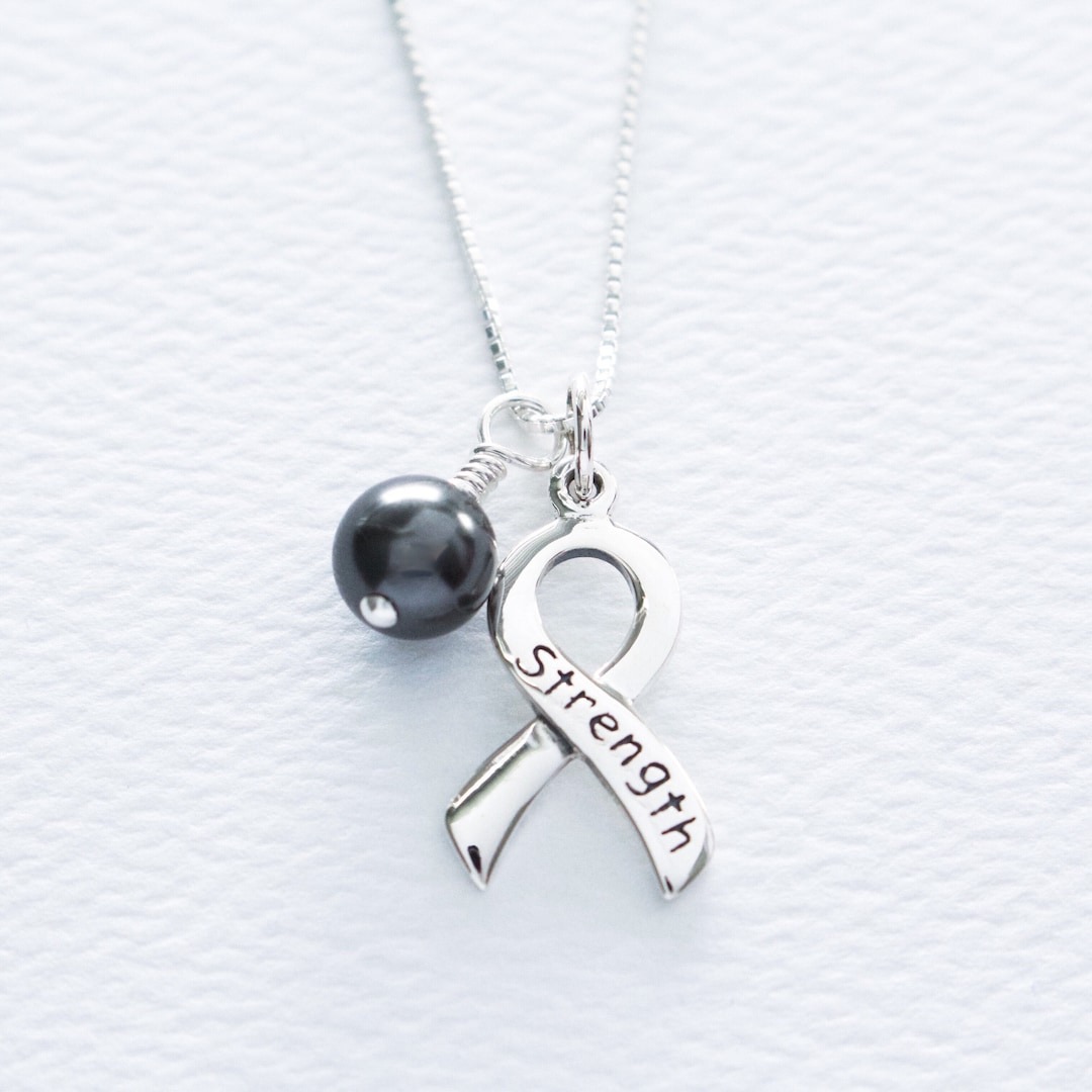 Melanoma Sterling Silver Awareness Necklace, Skin Cancer POW MIA 911 ...