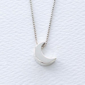 Mini Crescent Moon Sterling Silver Necklace, FREE SHIPPING, Petite ...