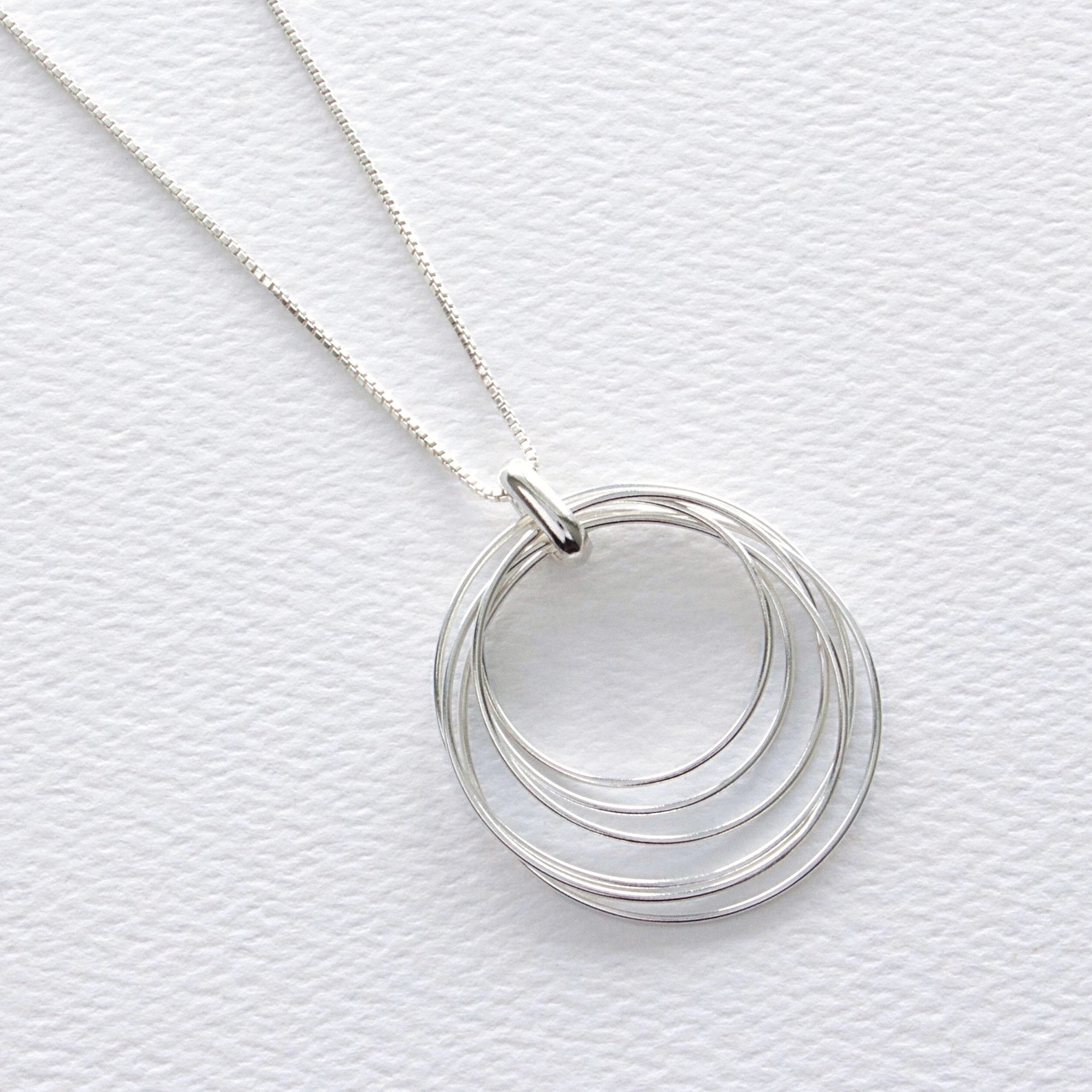 Sterling Silver Circles Necklace, Silver Wire Jewelry, Silver Round ...