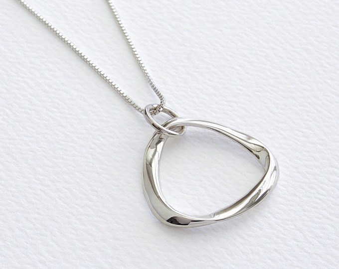 Sterling Silver Mobius Strip Necklace Small Math Mathematical Sculpture ...