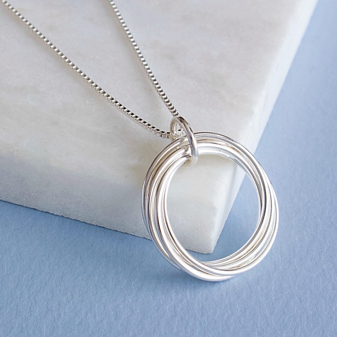 Sterling Silver Circles Necklace, Silver Inlocking Circles Jewelry ...