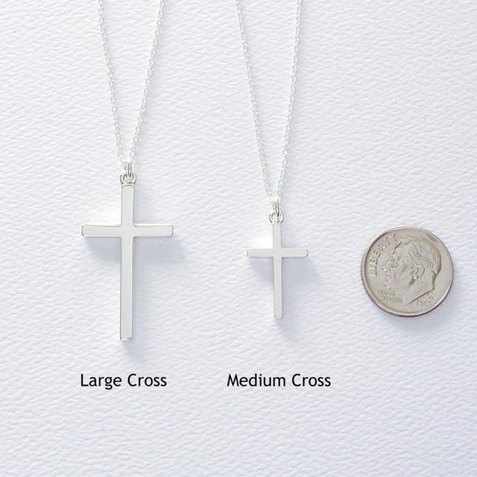 Sterling Silver Cross Necklace Large Cross Pendant Religious | Etsy