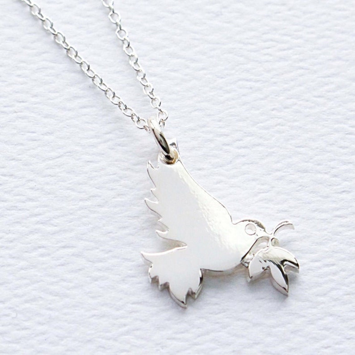 Dove Sterling Silver Necklace Dove Charm Peace Necklace - Etsy