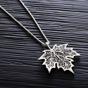 Sterling Silver Maple Leaf Necklace, FREE SHIPPING, Filigree Leaf ...