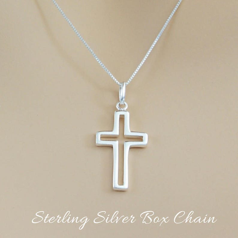 Sterling Silver Open Cross Pendant Necklace, FREE SHIPPING, Christian ...