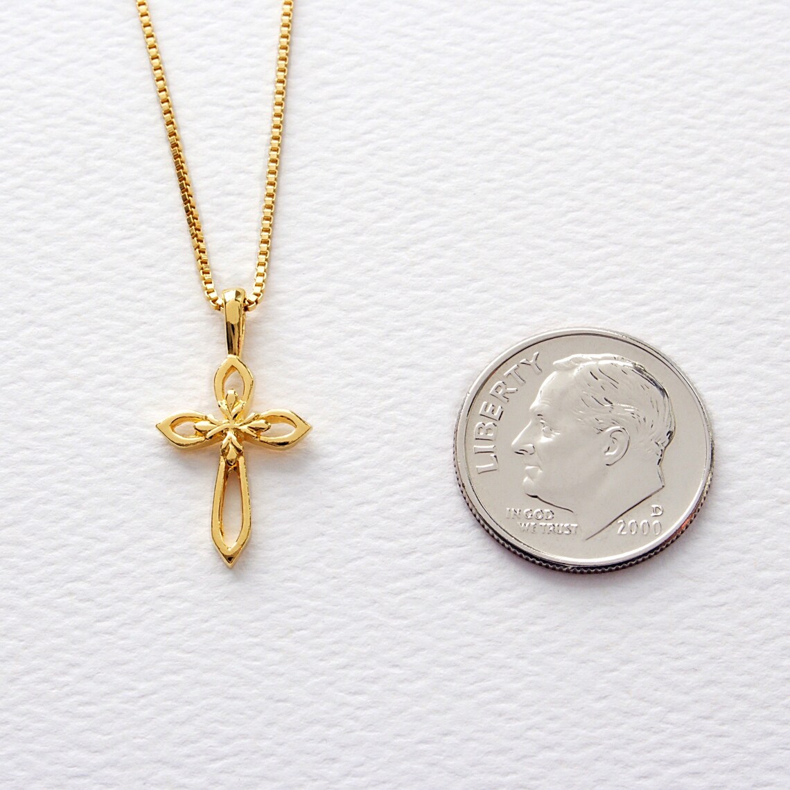 Gold Cross Pendant Necklace 24k Gold Vermeil Style Cross - Etsy