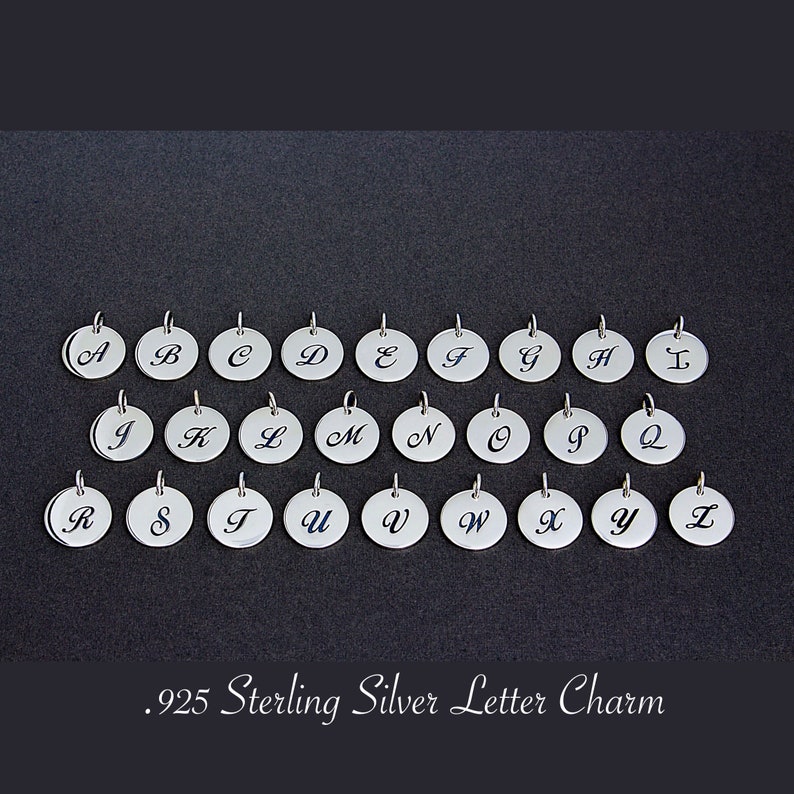 Personalized Sterling Silver Monogram Letter Charm Necklace - Etsy