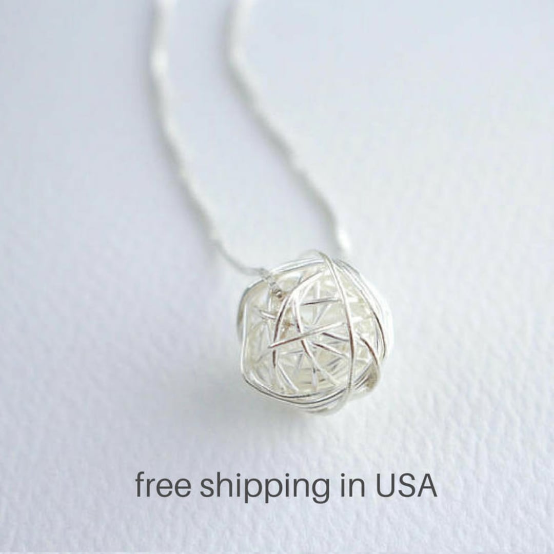 Sterling Silver Wire Ball Pendant Necklace, FREE SHIPPING, Tangled Ball ...