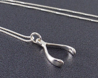 Dainty Wish Bone Necklace, Sterling Silver Wish Bone Pendant, Wishbone ...