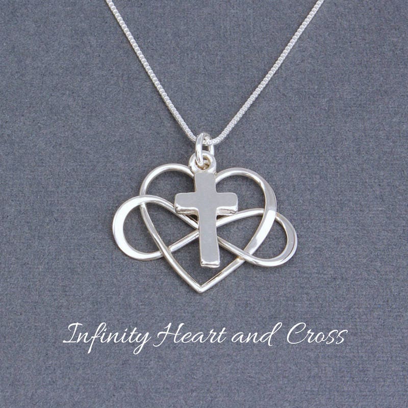 Sterling Silver Infinity Heart Cross Necklace Christian | Etsy