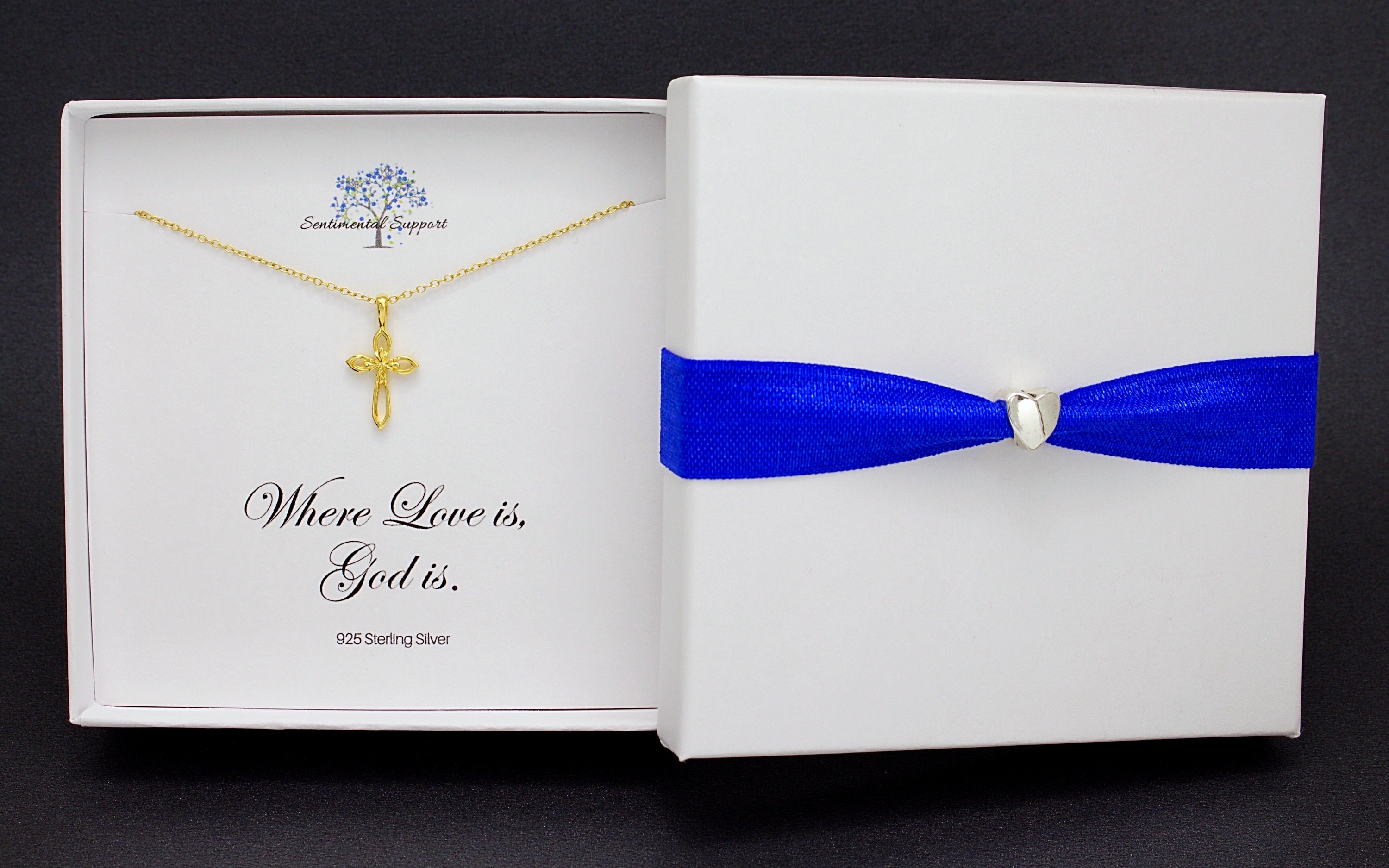 Gold Cross Pendant Necklace, 24k Gold Vermeil Style Cross, Woman's ...