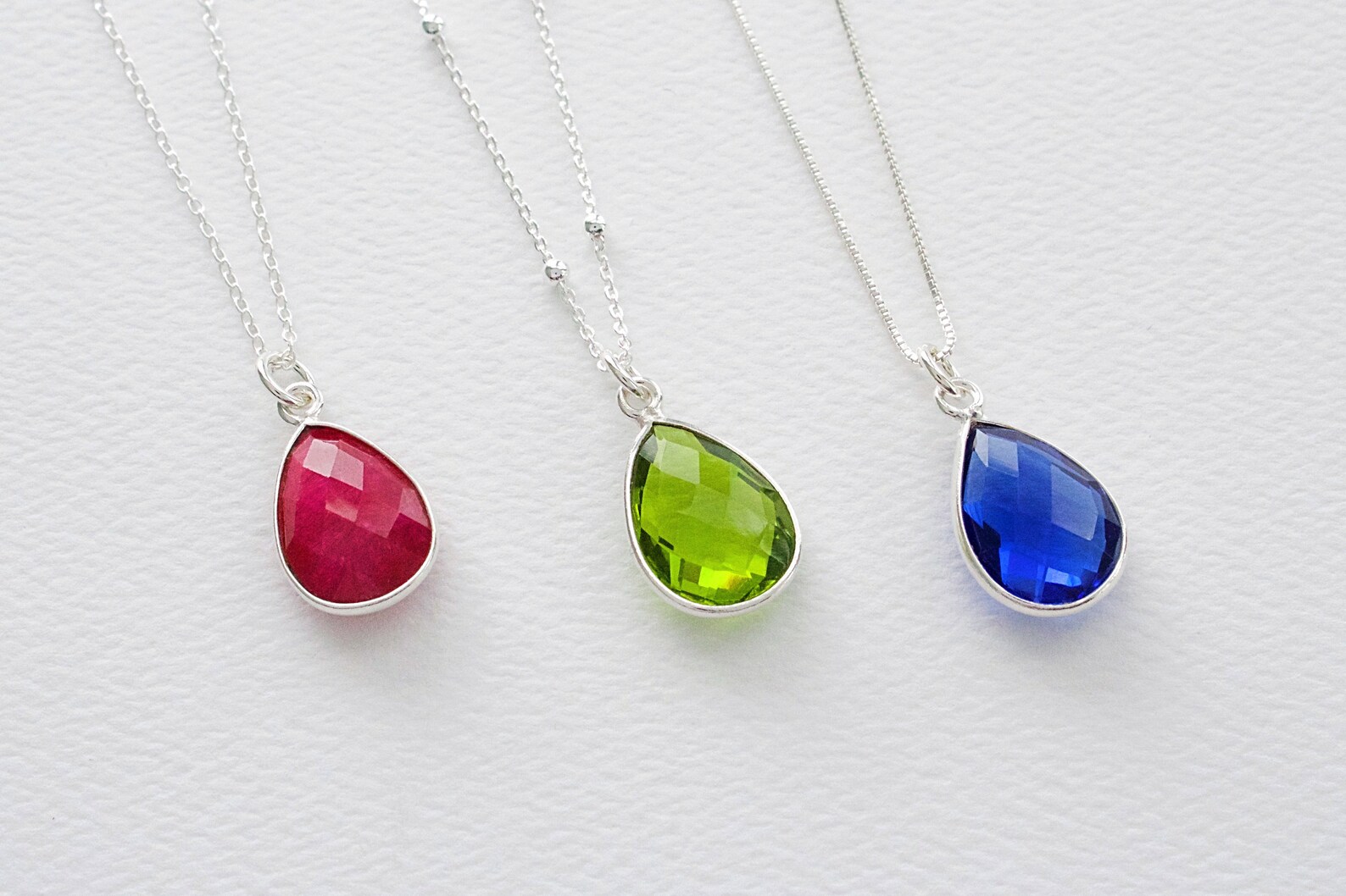 Quartz Birthstone Sterling Silver Necklace, Quartz Teardrop Pendant ...