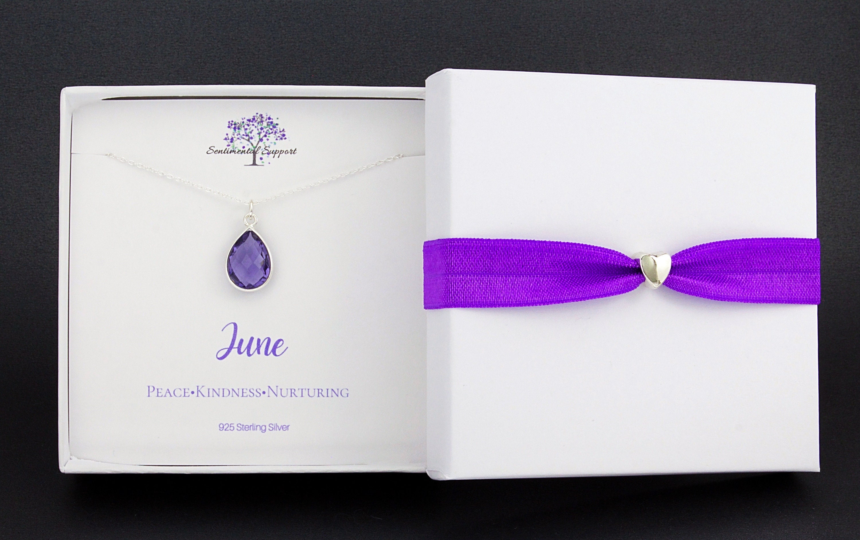 Quartz Birthstone Sterling Silver Necklace, Quartz Teardrop Pendant ...