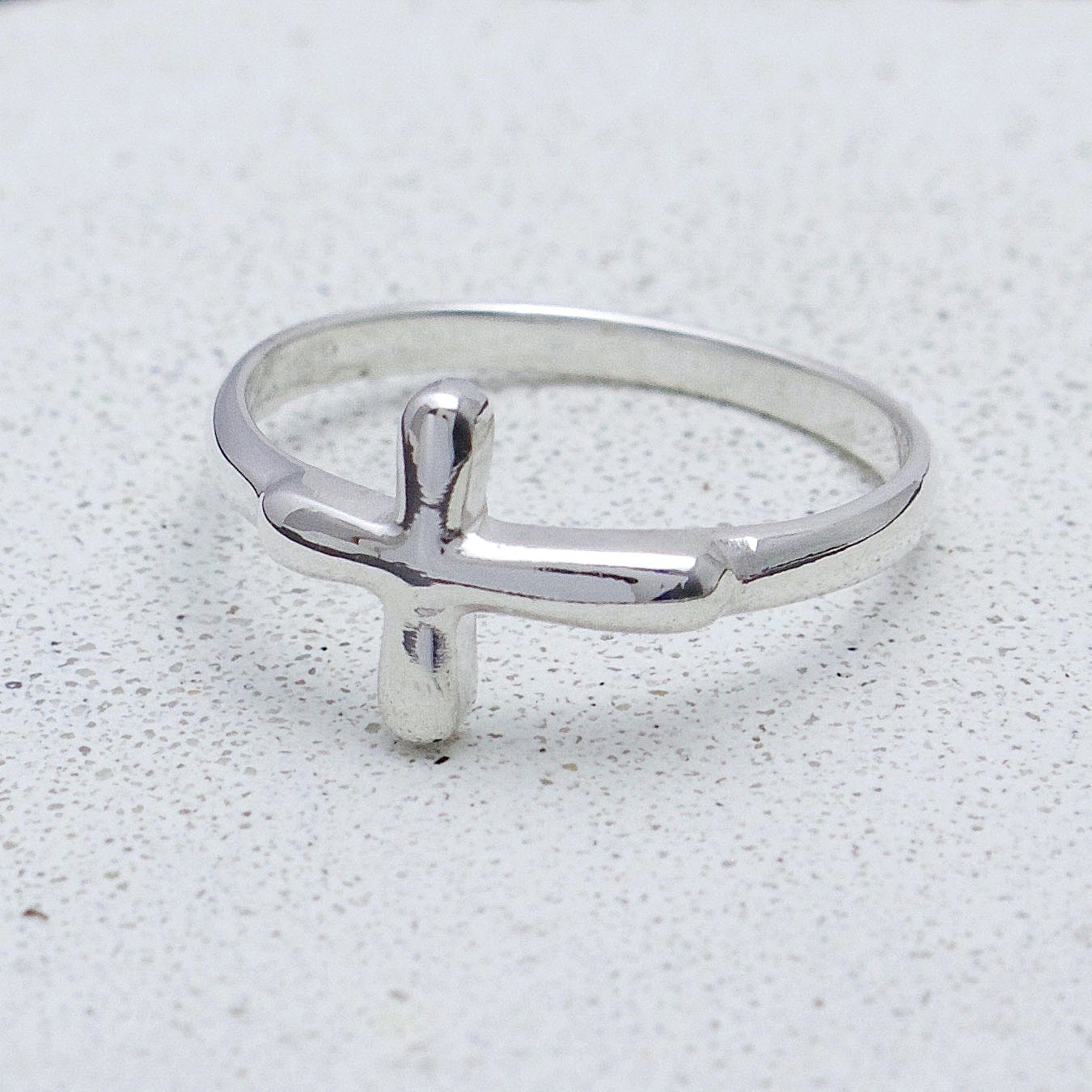 Sterling Silver Cross Ring, Women's Sideways Cross Finger Ring, High ...