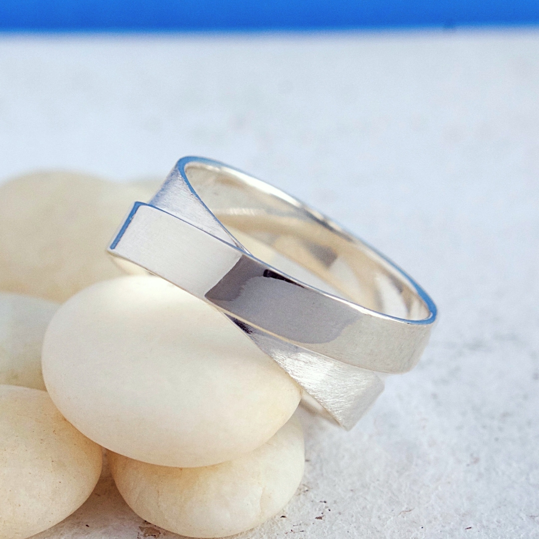 Sterling Silver Criss Cross Ring, X Ring, Over Lapping Band Ring, Women ...