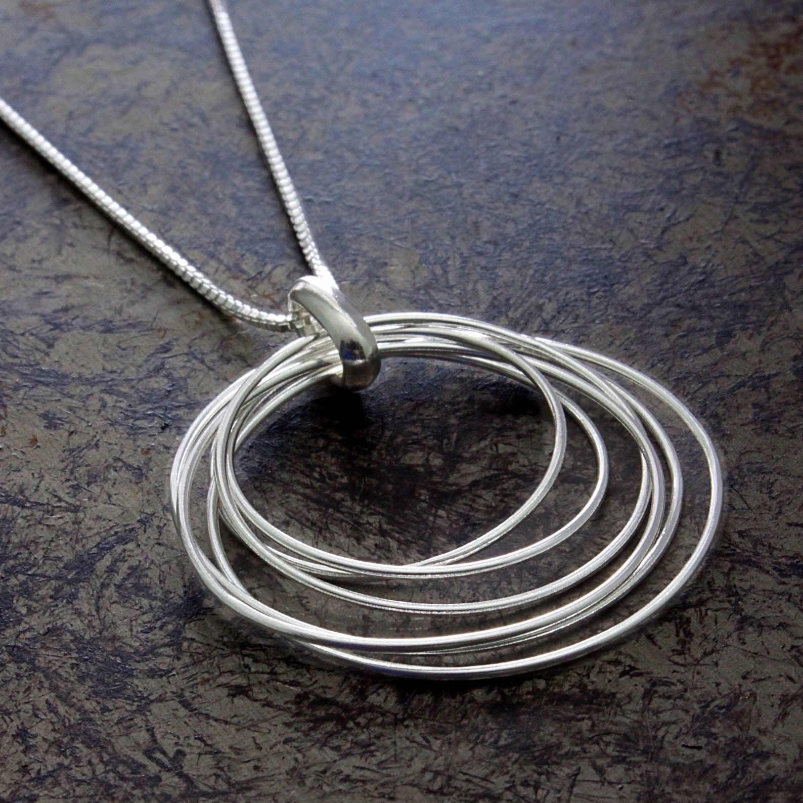 Sterling Silver Circles Necklace, Silver Wire Jewelry, Silver Round ...