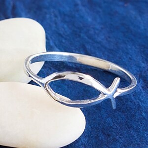 Ichthys Fish Ring, Christian Sterling Silver Ring, Ichthus Band Ring, Jesus Fish Ichthys ...