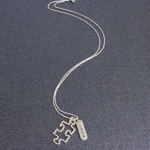 Autism Puzzle Piece and Inspirational Word Charm Sterling Silver ...