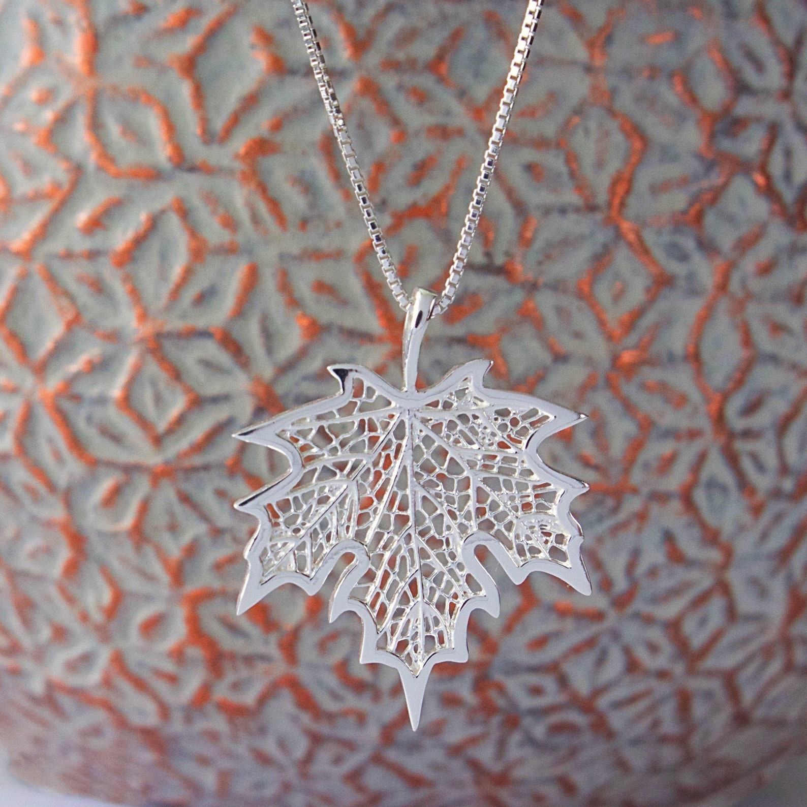 Sterling Silver Maple Leaf Necklace, FREE SHIPPING, Filigree Leaf ...