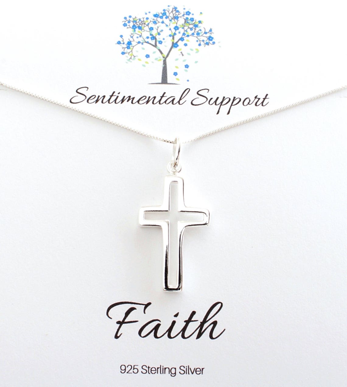 Sterling Silver Open Cross Pendant Necklace FREE SHIPPING - Etsy