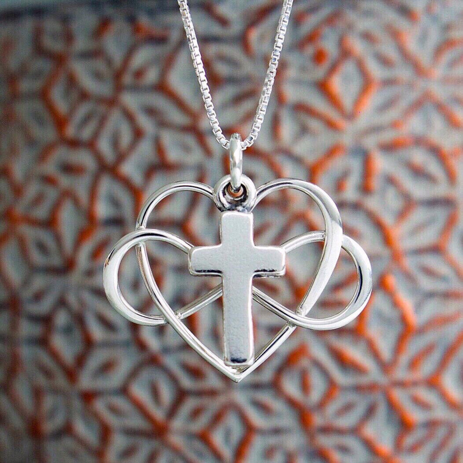Sterling Silver Infinity Heart Cross Necklace, Christian Infinite Love ...