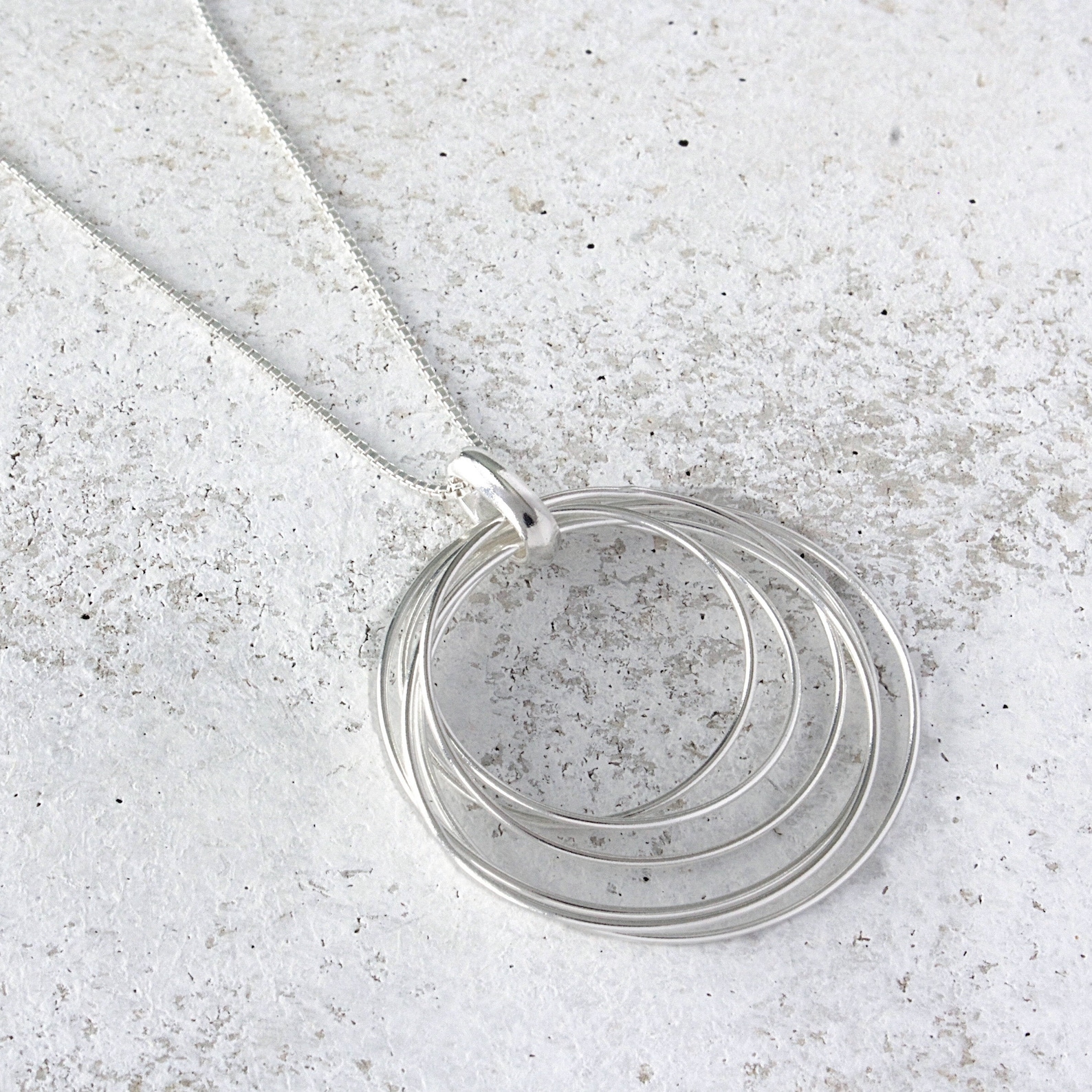 Sterling Silver Circles Necklace, Silver Wire Jewelry, Silver Round ...