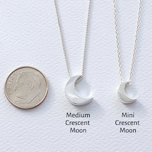 Mini Crescent Moon Sterling Silver Necklace, FREE SHIPPING, Petite ...