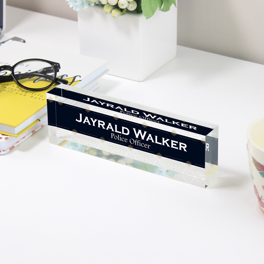 Personalized Police Officer Desk Name Plate Vintage Navy Blue and Gold ...