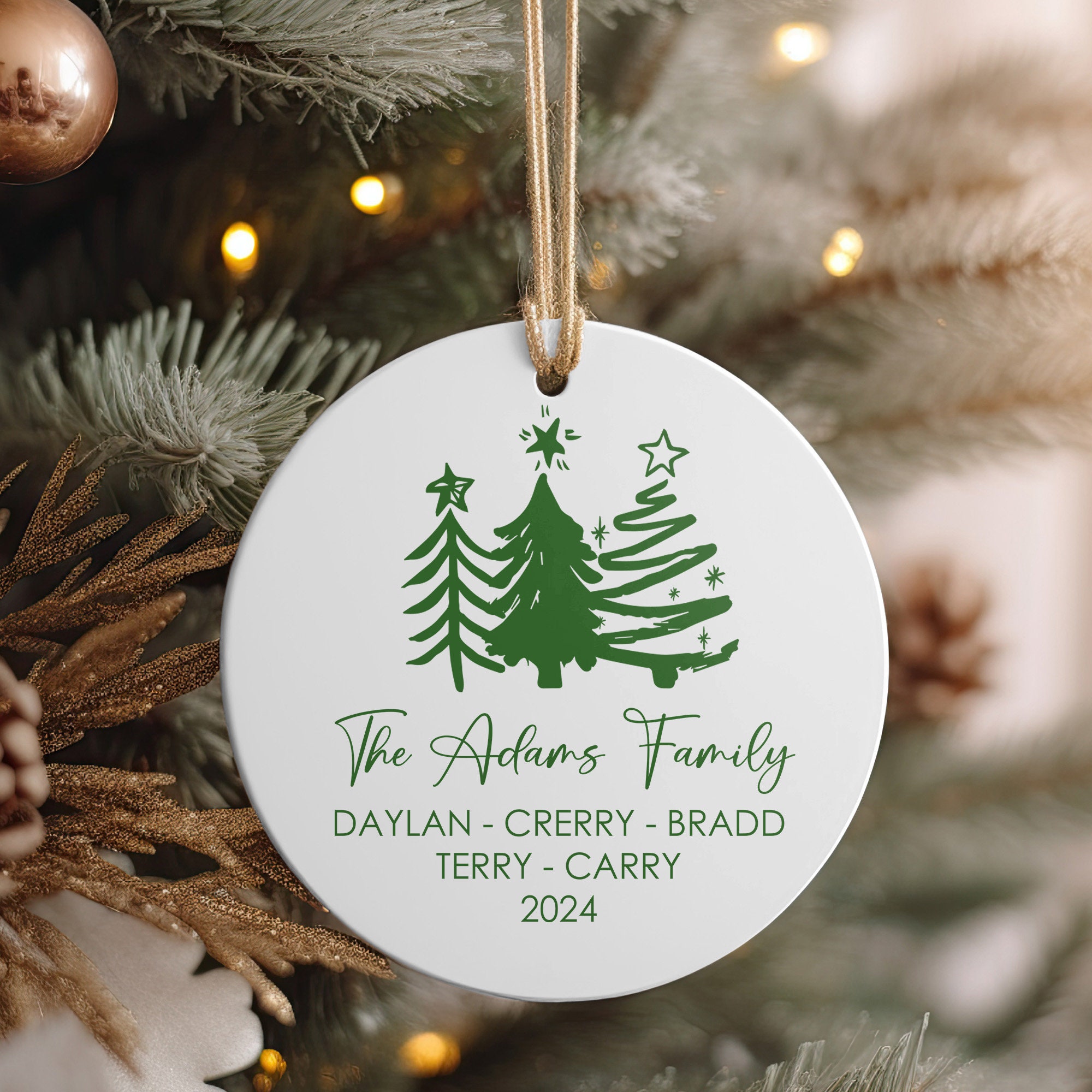 Personalized Minimalist Green Christmas Ornaments Custom Holiday Decor ...